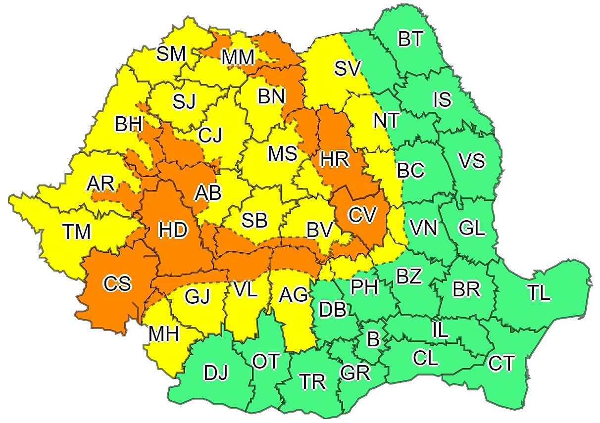 Noi avertizări cod portocaliu și cod galben de furtuni în peste ...
