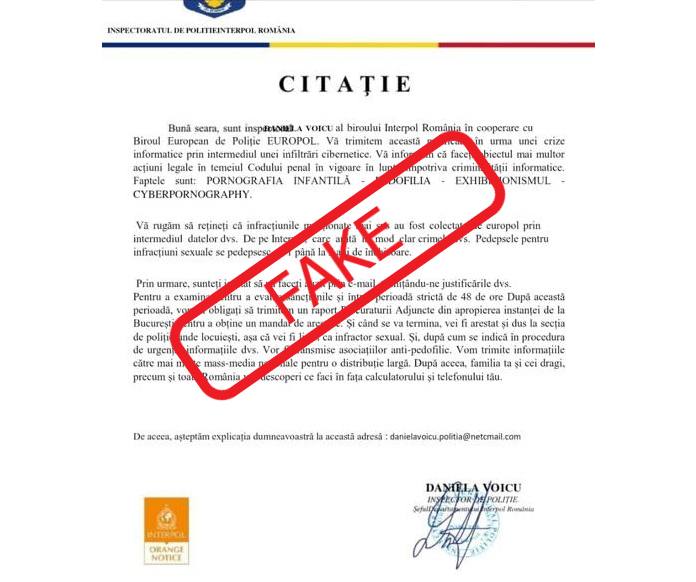 Citații false din partea Poliției Române sau a Europol, primite de mai ...