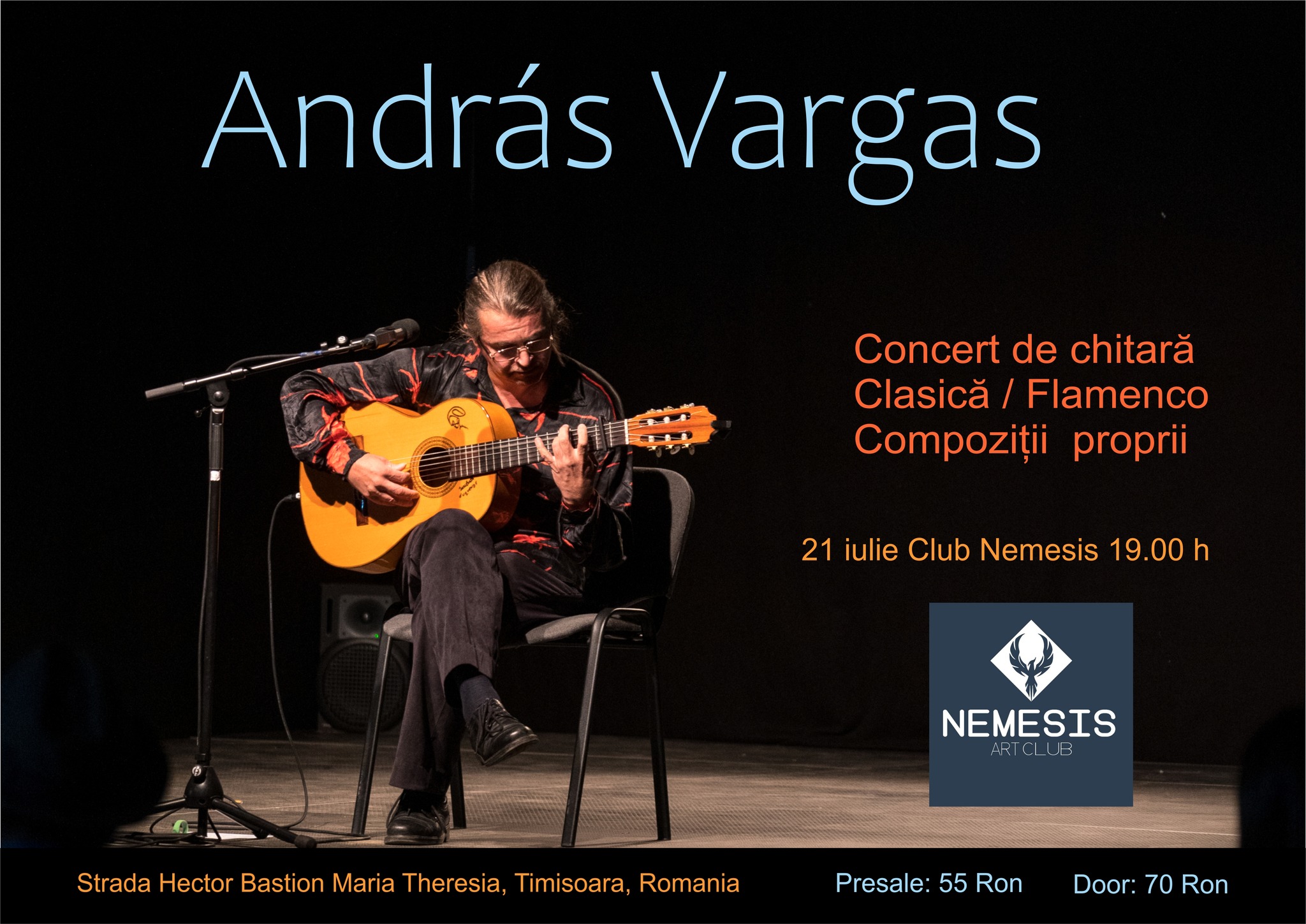 Concert de chitară acustică clasică și flamenco alături de Andras Vargas la Timișoara