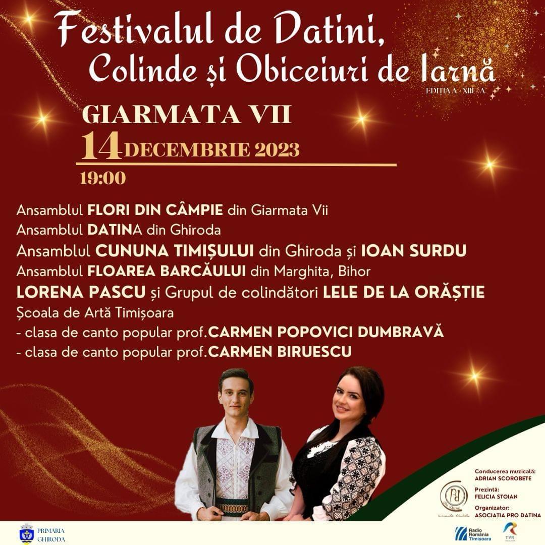 O nouă ediție a Festivalului de Datini, Colinde și Obiceiuri de Iarnă, la Giarmata Vii